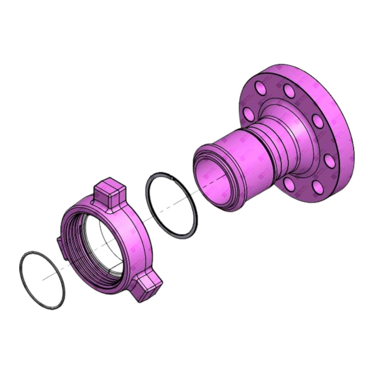 Flange Adapter, 3" 600# RF x 3" 206 M, BW DET, 1480 psi, Sour Service ...